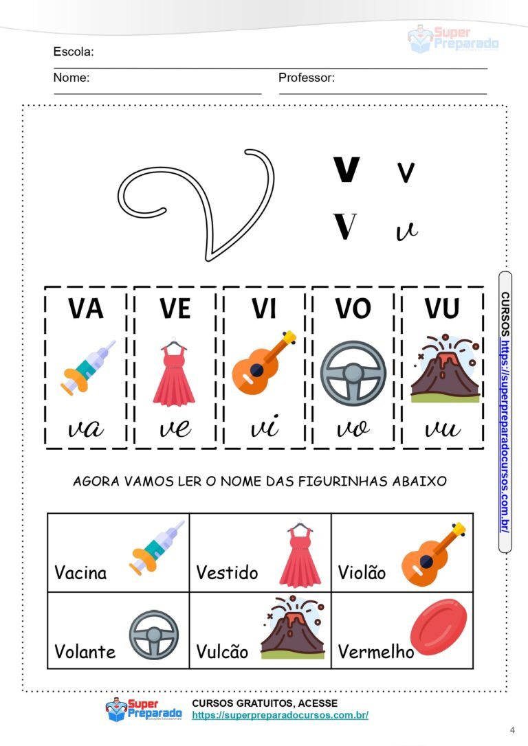 Atividades com a letra V - Para baixar!! - Simulados e Questões