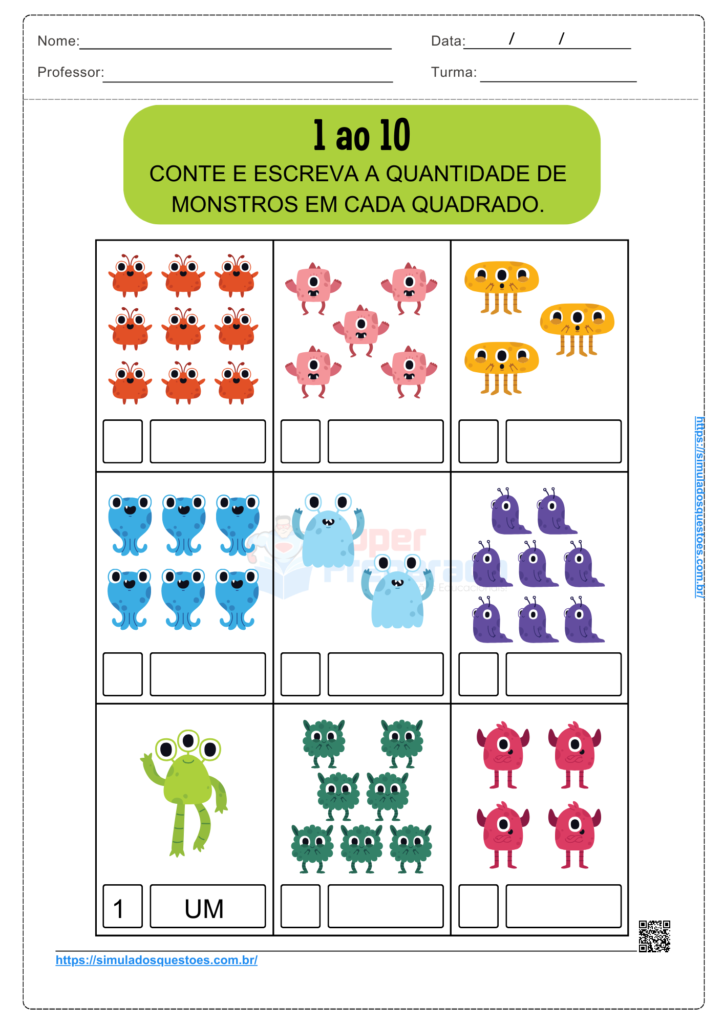 #09 Atividades de Contar até 10 para Educação Infantil e 1º ano EF ...
